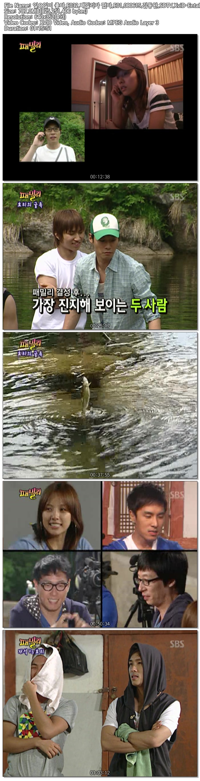 일요일이좋다 E032 패밀리가떴다 E01 080615 김동완 SDTV XviD-Ental - 예스파일