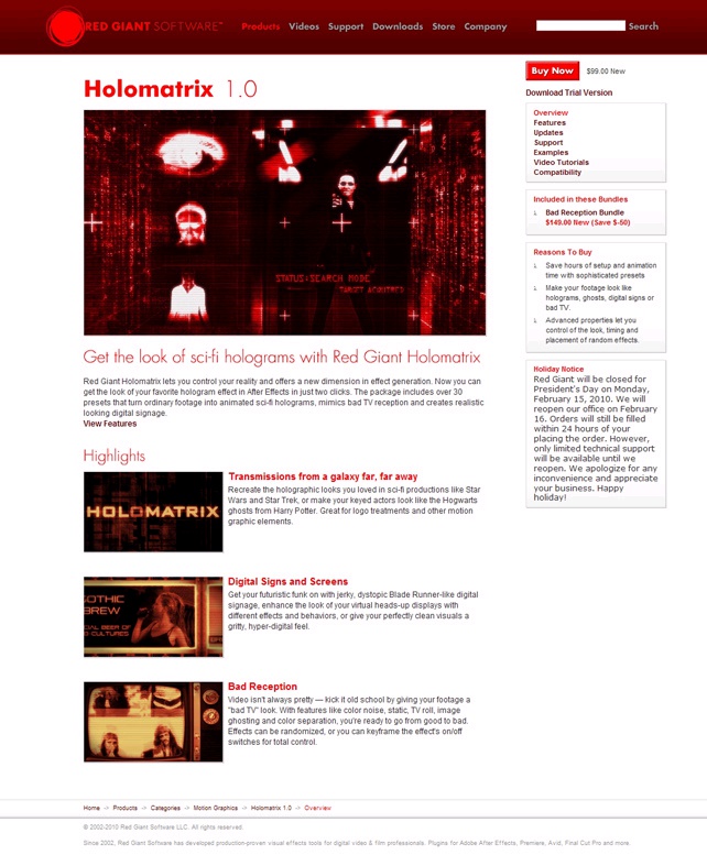 [AE Plug-in]RedGiant.Holomatrix.v1.0 - 예스파일